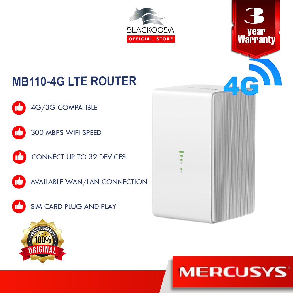 Mercusys MB110-4G Sim Card Router 300 Mbps Wireless N 4G LTE Router ...