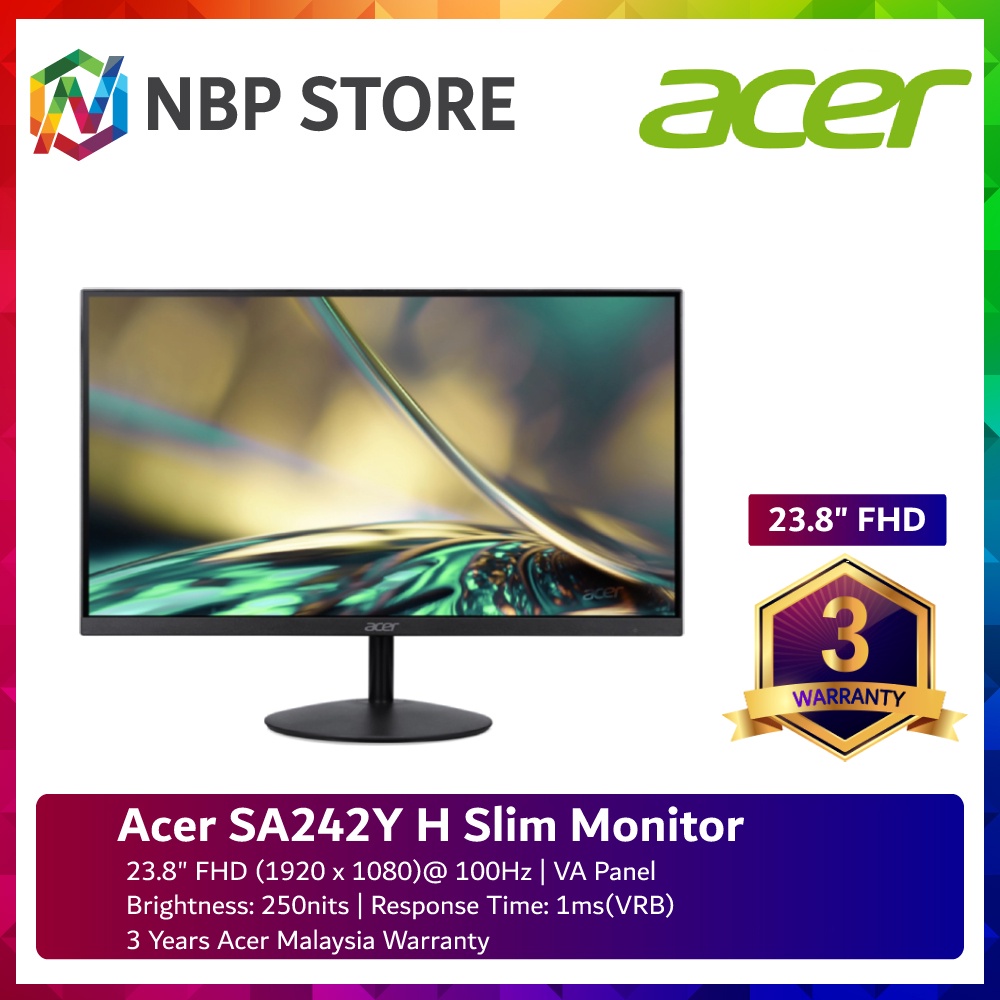 Acer SA242Y H 23.8" FHD 100Hz LED-Backlit Monitor Black ( HDMI, VGA, 3 ...