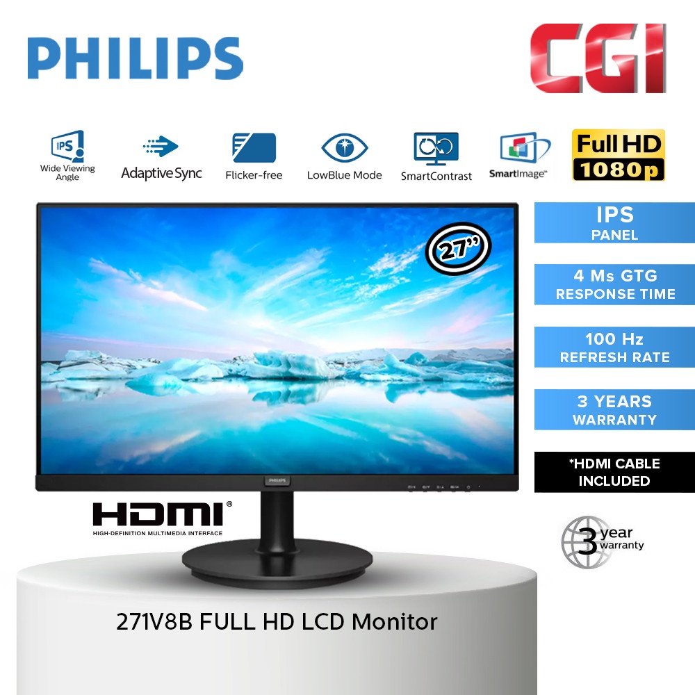 Philips 27" 271V8B IPS Full HD 100Hz 4ms Adaptive Sync LED Monitor ...