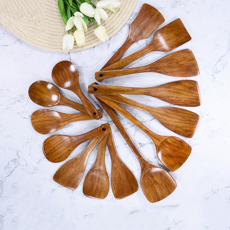 【26 Styles】 Natural Wood Cooking Utensils Set Durable Non Stick Special ...