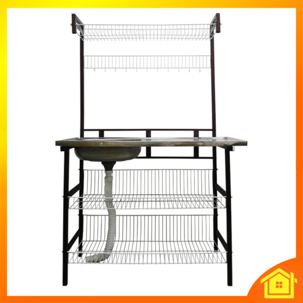 [OneHome] Set Sink With Dish Rack Metal Drainer Stand Kitchen Pantry ...