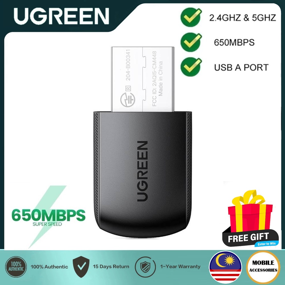 UGREEN AC650 USB WiFi Dongle PC Laptop 5G 2.4G Receiver Dongle Mini ...