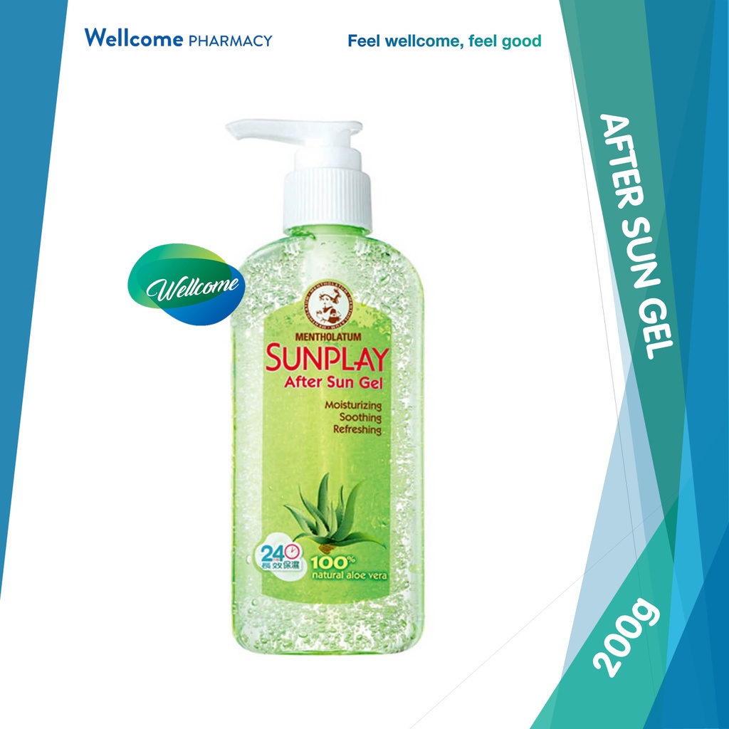 Mentholatum Sunplay After Sun Gel with 100% Natural Aloe Vera - 200g ...