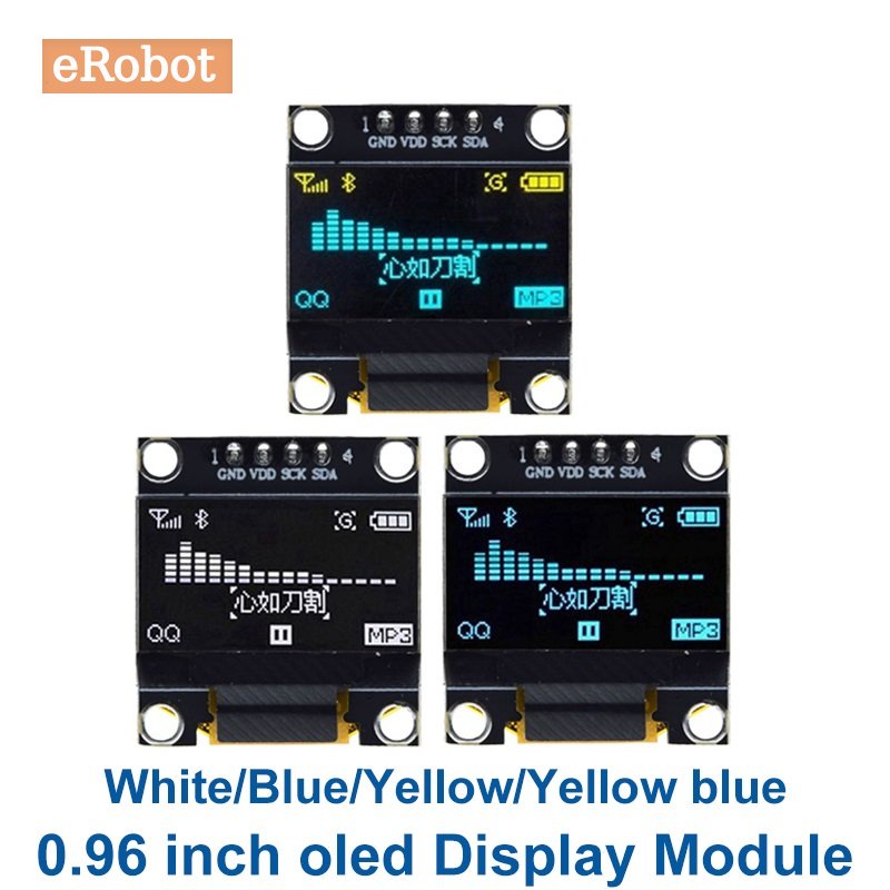 0.96 Inch OLED SSD1306 White/Blue/Yellow 128X64 IIC I2C Serial Display Module 12864 LCD Screen ...