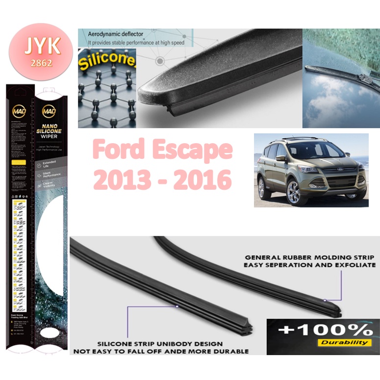Ford Escape 2013 - 2016 T1 Original MAD 3 Sections Nano Silicone Wiper ...