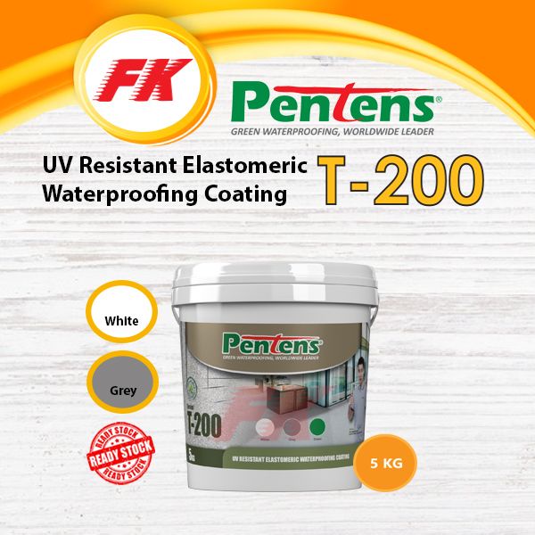 5KG Pentens T-200 Resistant Elastomeric Waterproofing Coating 5KG (t200 ...