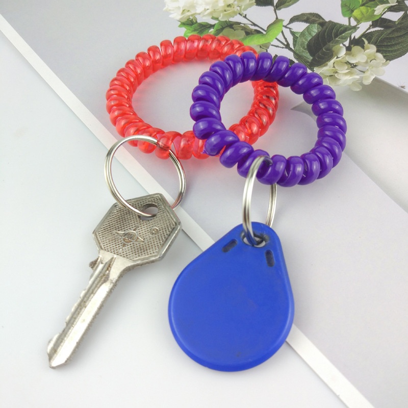 Colorfuly Telephone Wire Key Chain Creative Spiral Wrist Ring Key Ring ...
