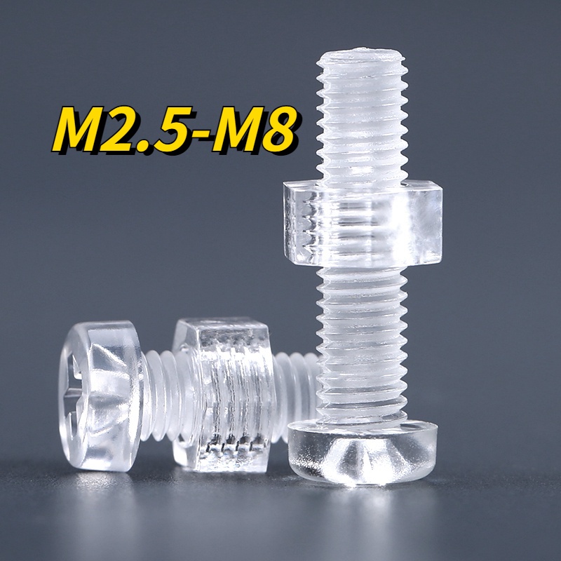 [XNY] Pc Transparent Phillips Round Head Screw Nut Plastic Combination Screw Acrylic Plastic ...