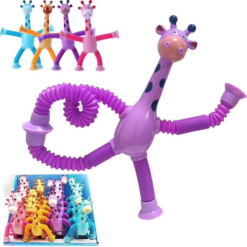 Children Suction Cup Giraffe Toys Pop Tubes Stress Relief Telescopic ...