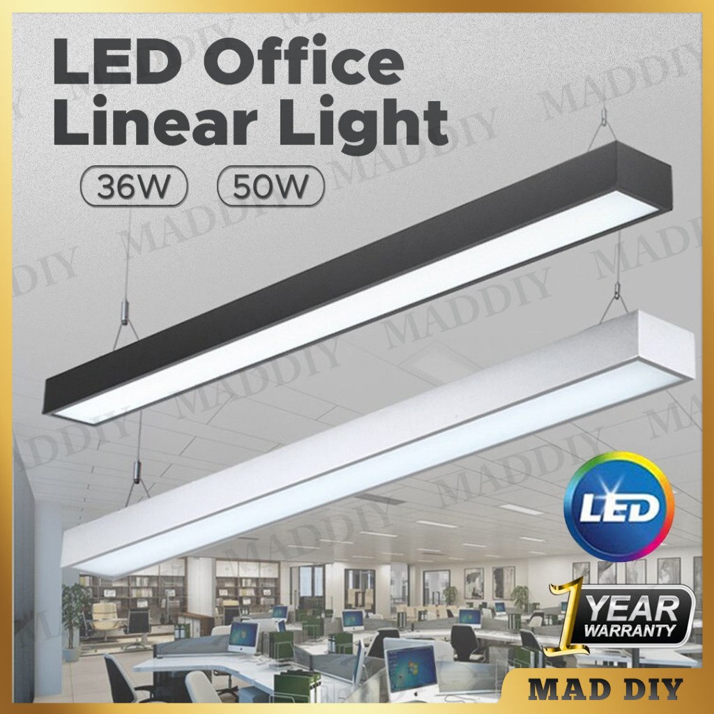 36W/50W LED OFFICE LINEAR LIGHT BLACK/WHITE COMPLETE SET LED OFFICE LAMP | Shopee Malaysia