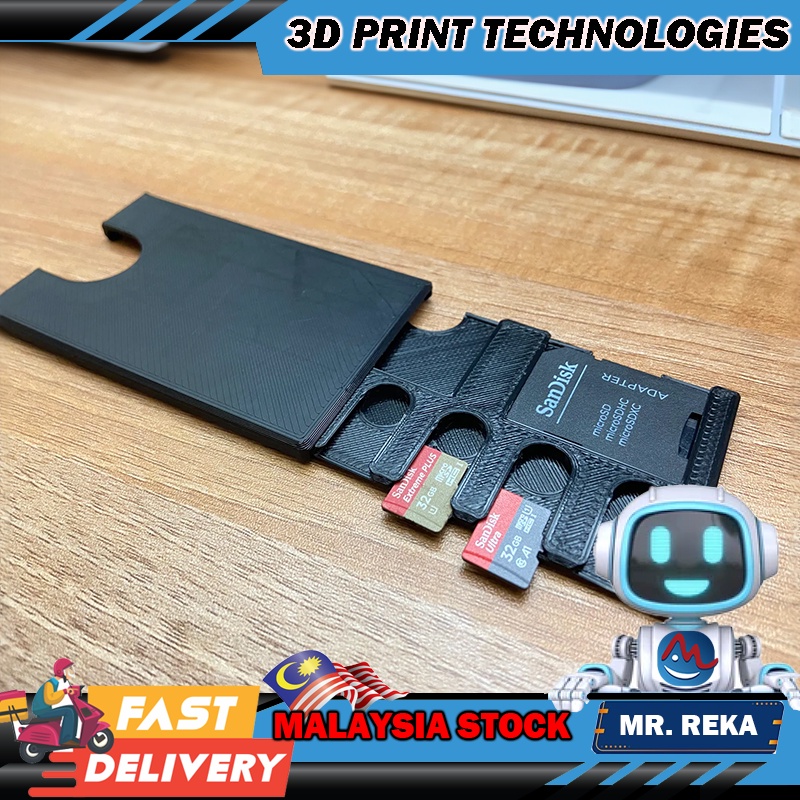 Ultra-Slim 3D Printed Credit Card Size SD Card Case - Holds 5 Micro SD ...