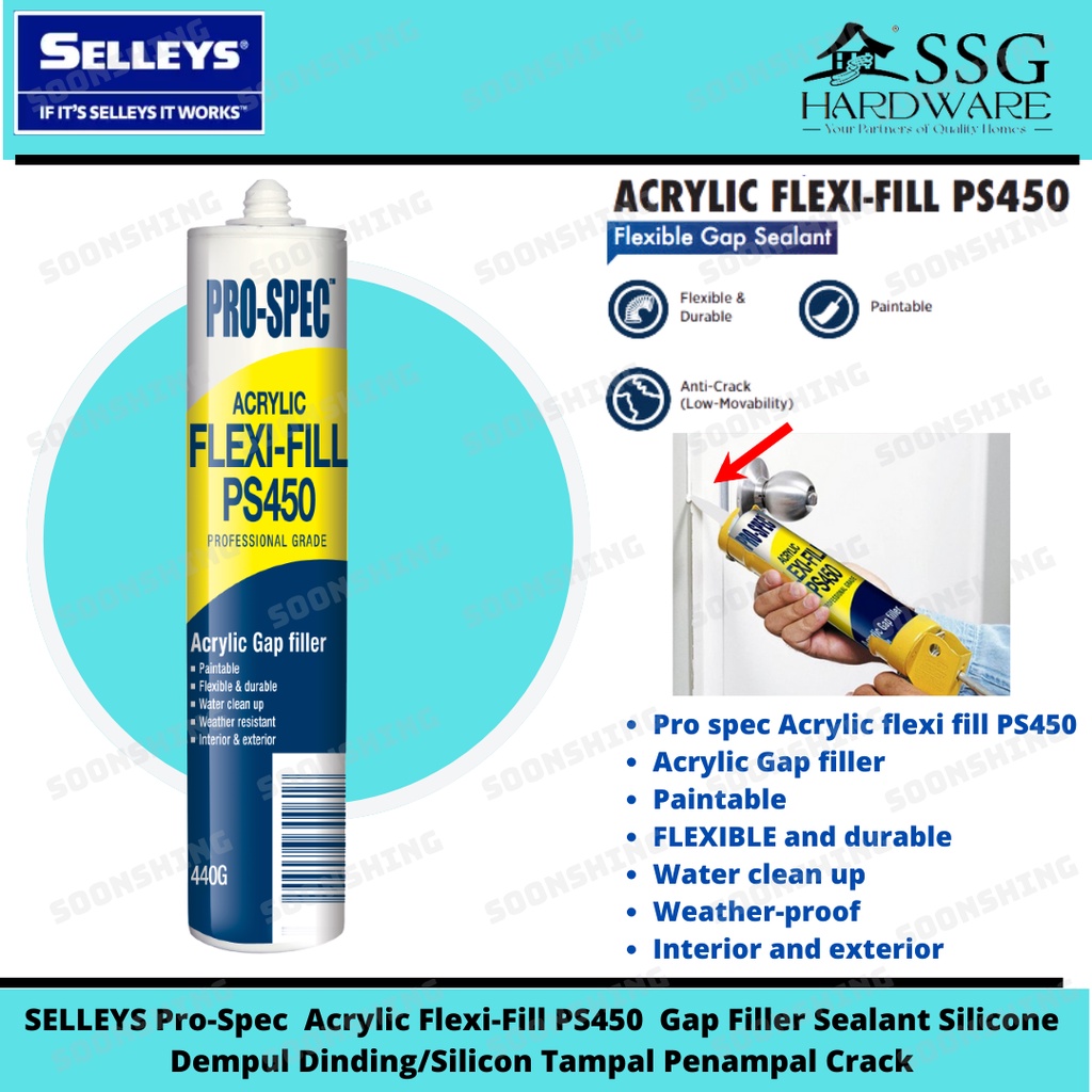 SELLEYS Pro-Spec Acrylic Flexi-Fill PS450 Gap Filler Sealant Silicone ...