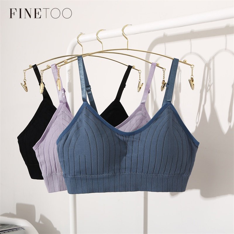 FINETOO Women's Adjustable Strap Chest Wrap Bandeau Bra with Gathered ...