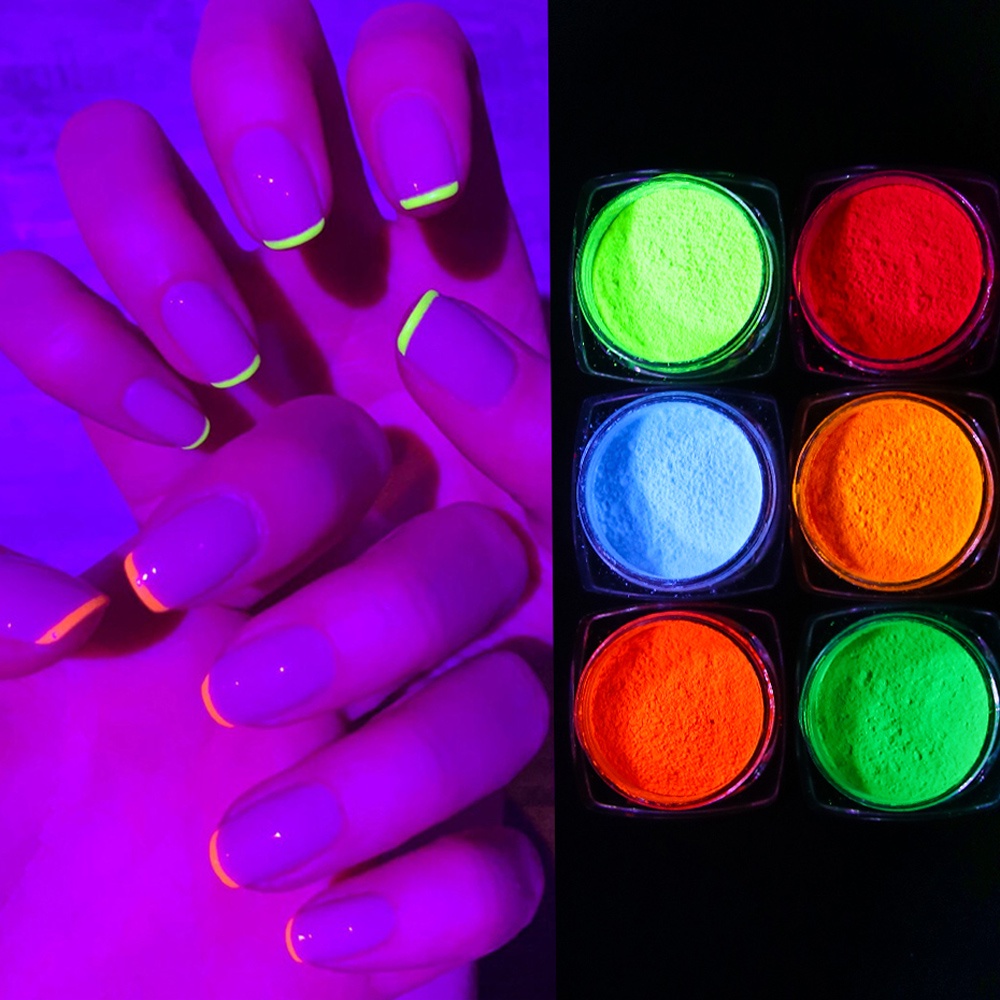 1pcs Neon Pigment Powder Nail Glitter Gradient Fluorescent Summer Candy ...