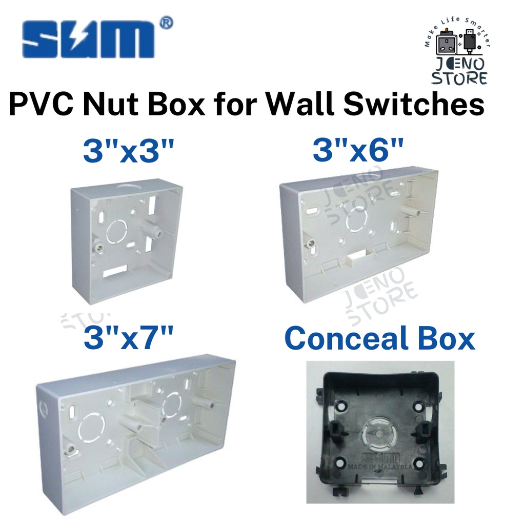 SUM PVC BOX NUT BOX 3X3 3X6 3X7 Electrical Wiring Box | Shopee Malaysia
