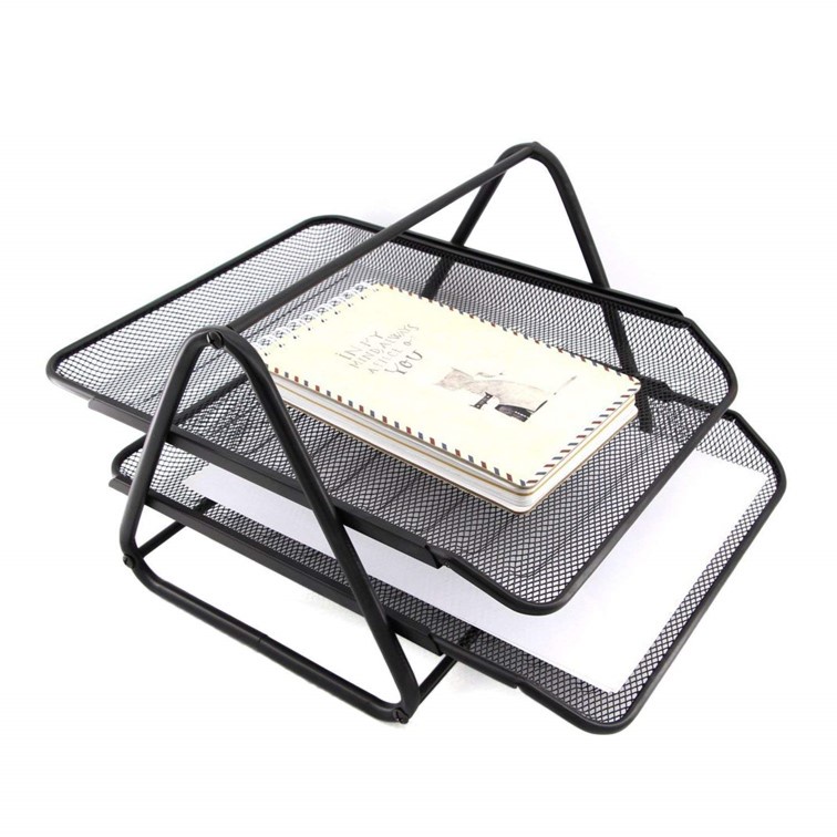 2 3 4 5 Tier Document Tray Steel Mesh Rack A4 Paper Holder Organizer File Folder Sorting Dropbox ...