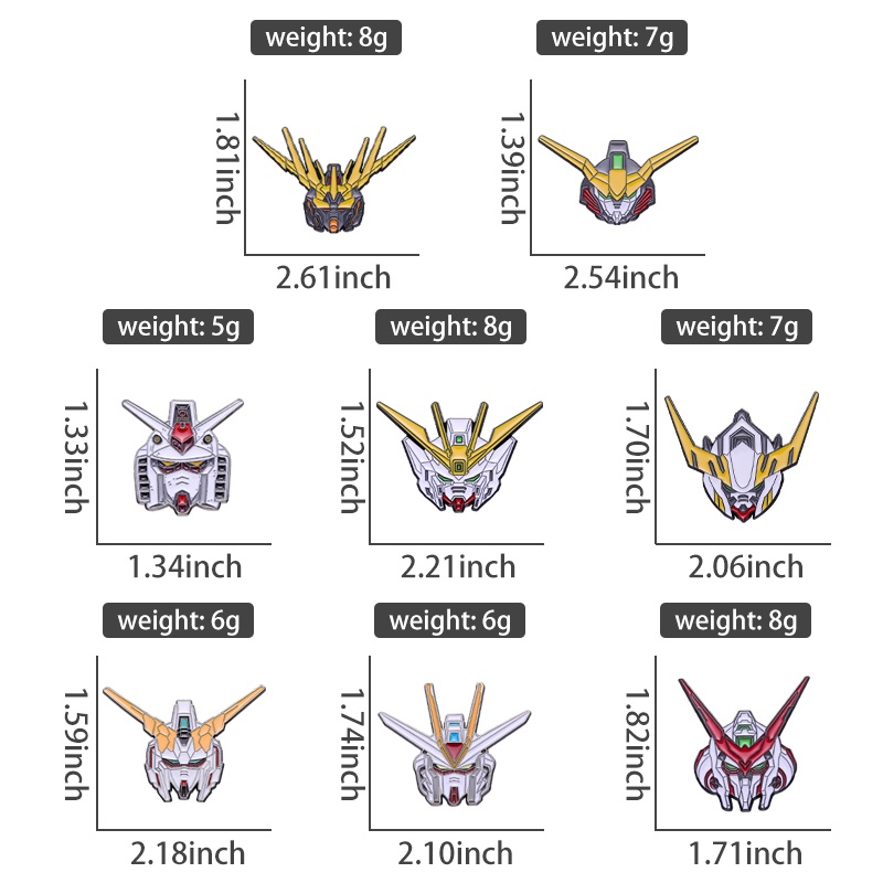 Classic Cartoon Anime Enamel Pins Gundam Mobile Suit Eva Angel Brooches ...