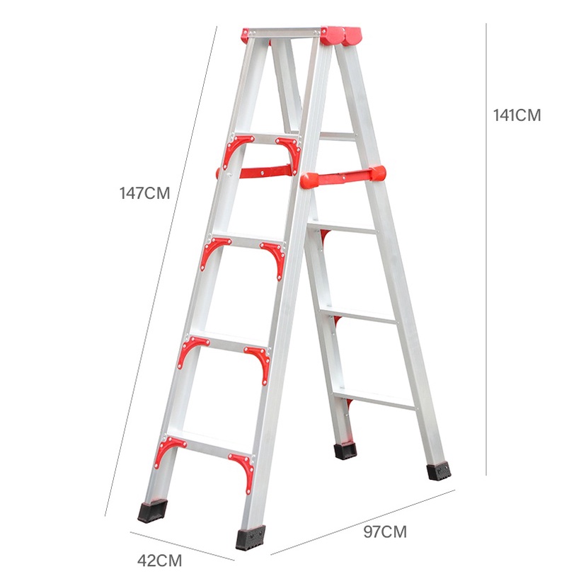 5/6/7/8 Step Ladderman Heavy Duty Aluminium Double Sided Ladder Multi ...