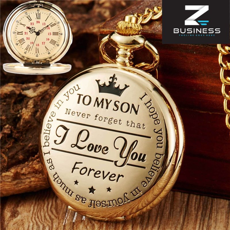 ZS Vintage Classic Engraved Designs Gold Embossed Quartz Pocket ...