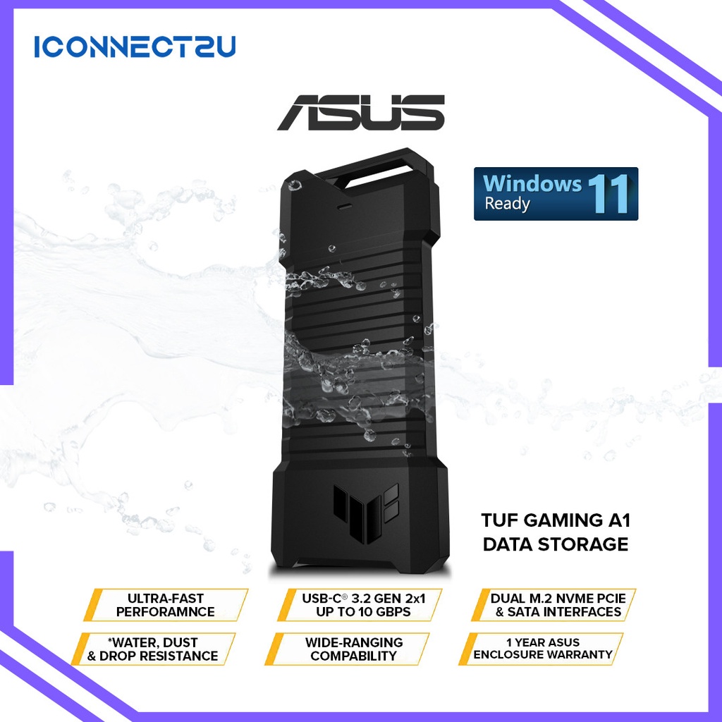 Asus TUF Gaming A1 USB-C 3.2 Gen 2x1 Dual M.2 NVMe PCIe SATA Interface ...