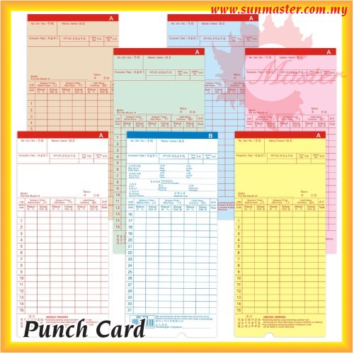 Punch Card with Hole 100pcs | Time Recorder Card | KAD PERAKAM WAKTU ...
