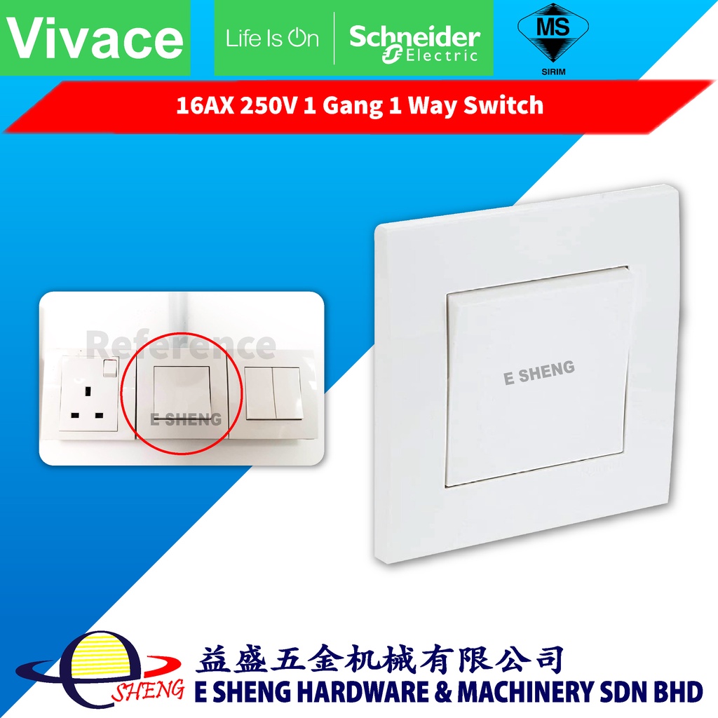 Schneider Vivace White KB31/1 16AX 250V 1 Gang 1 Way Switch Socket ...