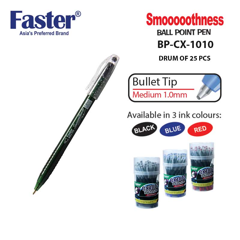 Faster BP-CX-1010 Smooooothness 1.0mm Ball Point Pen (1Pcs) (Black/Blue ...