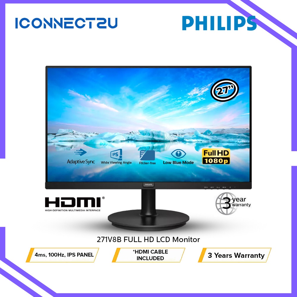 Philips 27" 271V8B IPS Full HD 100Hz 4ms Adaptive Sync LED Monitor | Shopee Malaysia