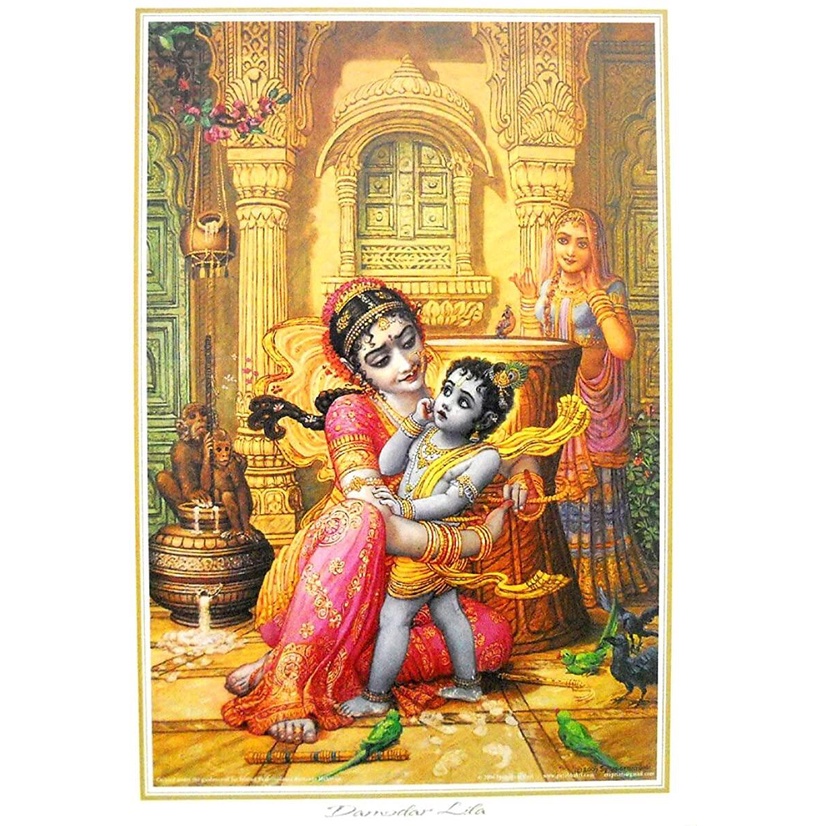 Damodar Lila Bal Krishna with Mother Yashodha Hindu God Poster Reprint ...