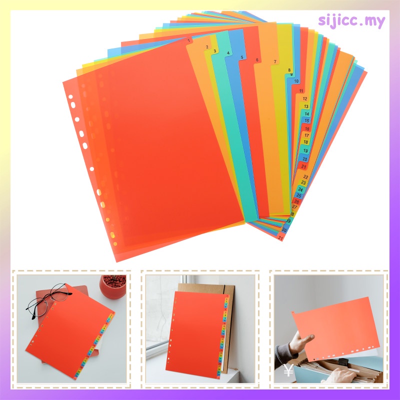 【in stock】Partition Card Color File Folders 6 Tab Divider Dividers A4 ...