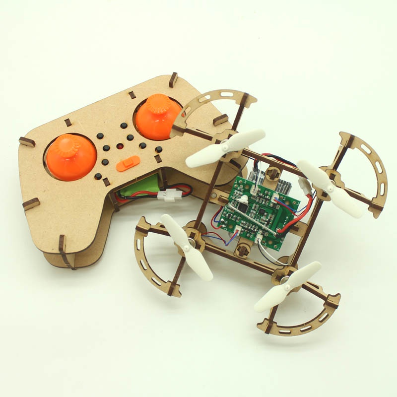 DIY Aircraft Wooden Drone STEM Education Kids Quadcopter Toy Pocket ...
