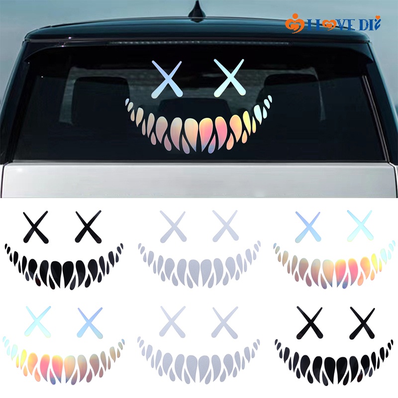 DIY Creative Car Self Adhesive PET Rainproof Devil Smiley Face Horror ...