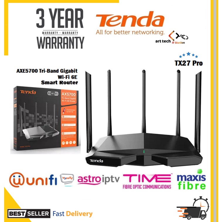 Tenda TX27 Pro AX5700 Tri-Band Gigabit Wi-Fi 6E Router | Shopee Malaysia