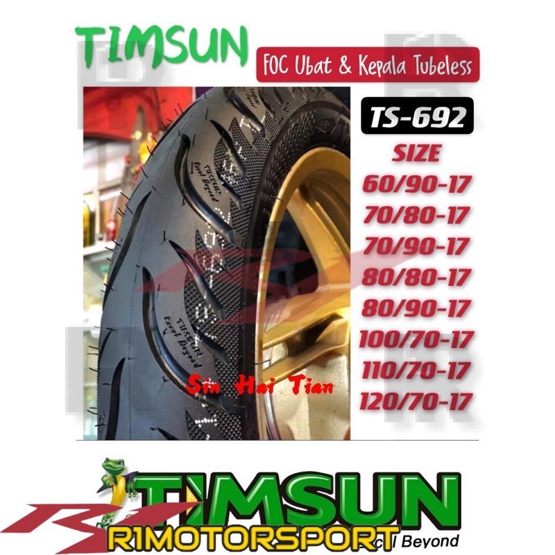 TIMSUN TYRES TAYAR TS-692 60/90 70/80 70/90 80/80 80/90 90/80 100/70 ...