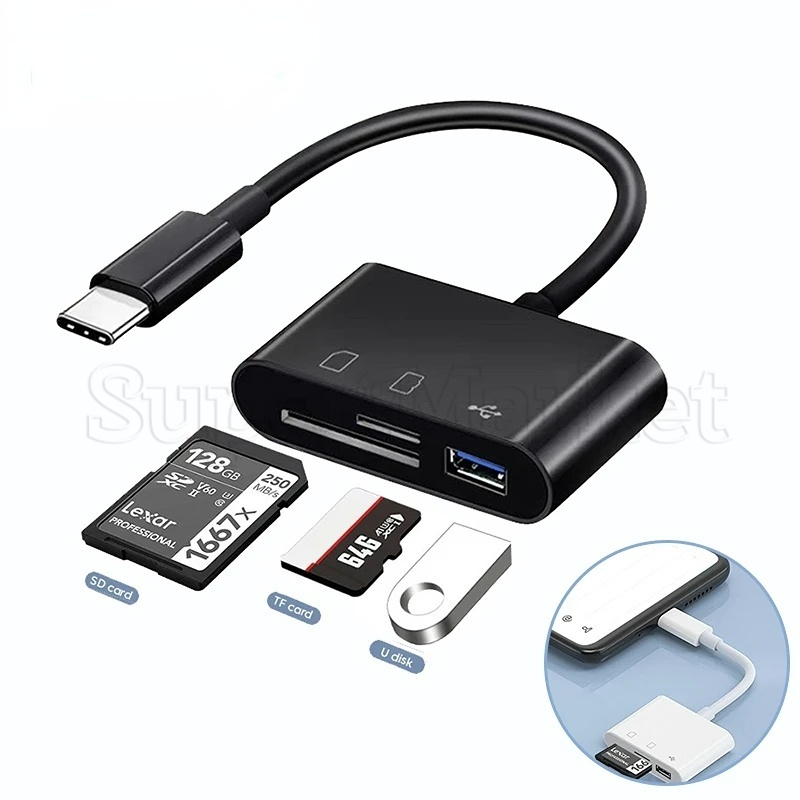 TF SD Memory Card Reader OTG Connector USB C SD Card Reader Adapter 3 ...