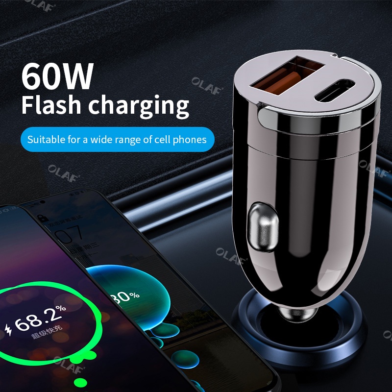 60W/115W Mini Pull Ring Car Charger Type C PD 30W Fast Charging ...