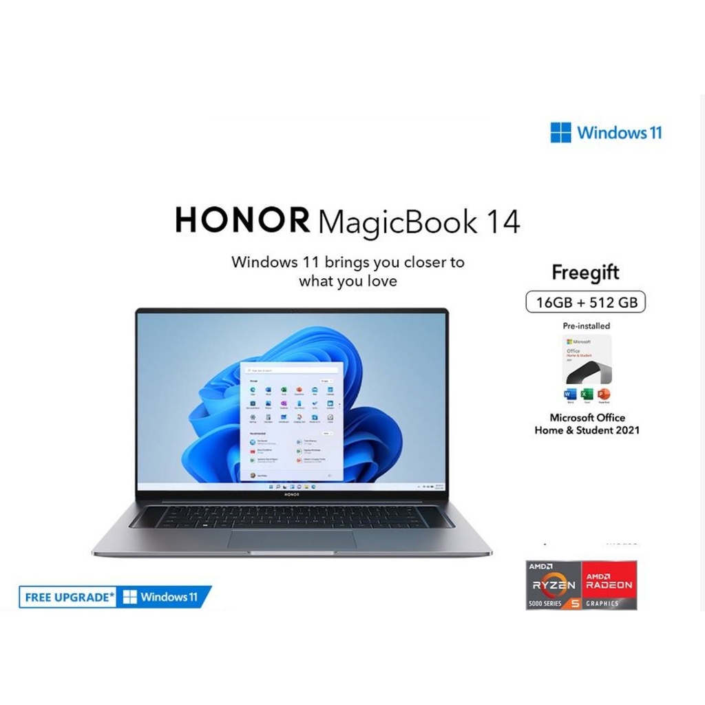(Ready Stock) HONOR MagicBook 14 AMD Ryzen 5 16GB RAM 512GB SSD ...