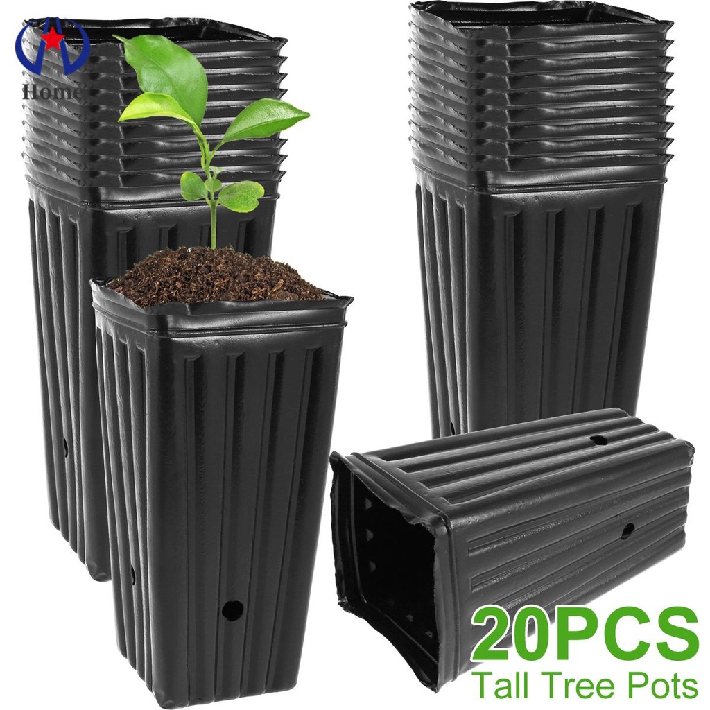 20Pcs Tall Tree Pot Plastic Deep Nursery Treepot 7.8inch Tall Seedling ...
