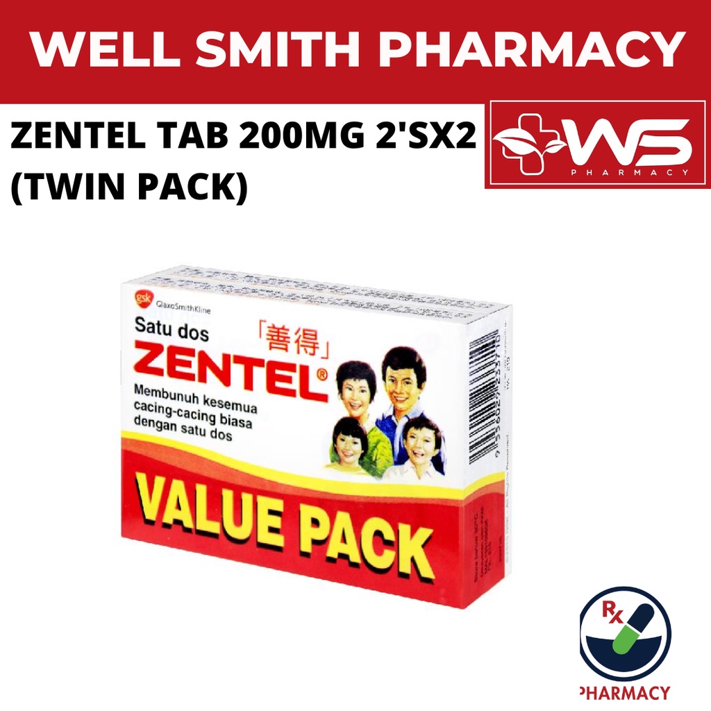 ZENTEL Chewable Tablets (2's X 2) | Treat Worms/Parasites Infections ...
