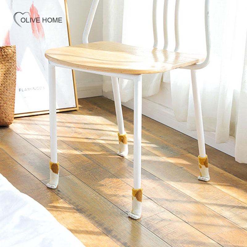 4pcs Chair Leg Socks Cloth Floor Protection Knitting Wool Socks Anti ...