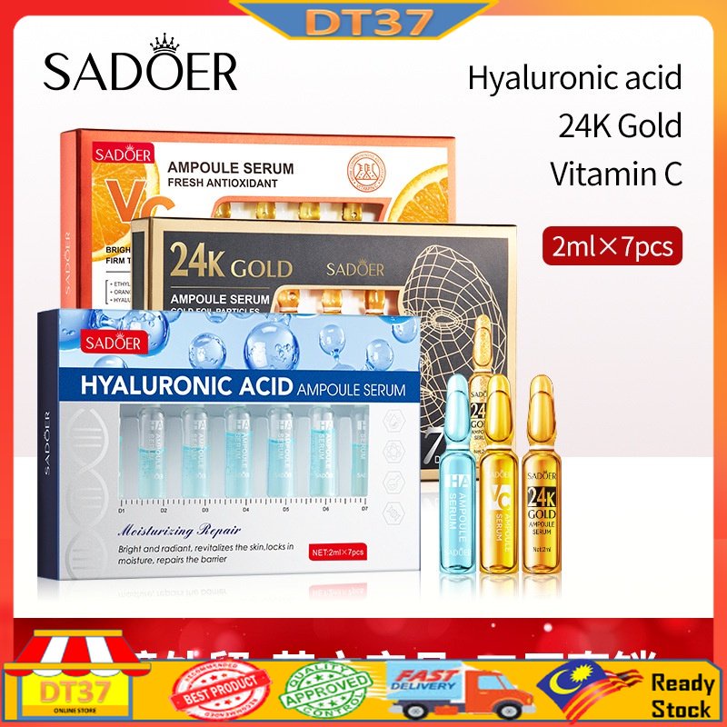 DT37 SADOER Hyaluronic Acid 24K Gold Vitamin C Brightening Facial Face Skincare Ampoule / Ampul ...