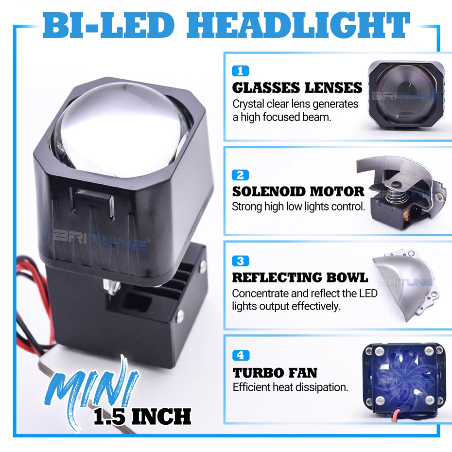Matrix LED Headlight 1.5 Inch Bi-LED Mini Projector Lamp Car LED ...
