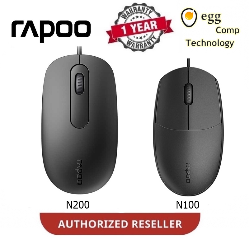 Rapoo N100 / N200 Wired Optical Mouse (1600 DPI) | Shopee Malaysia