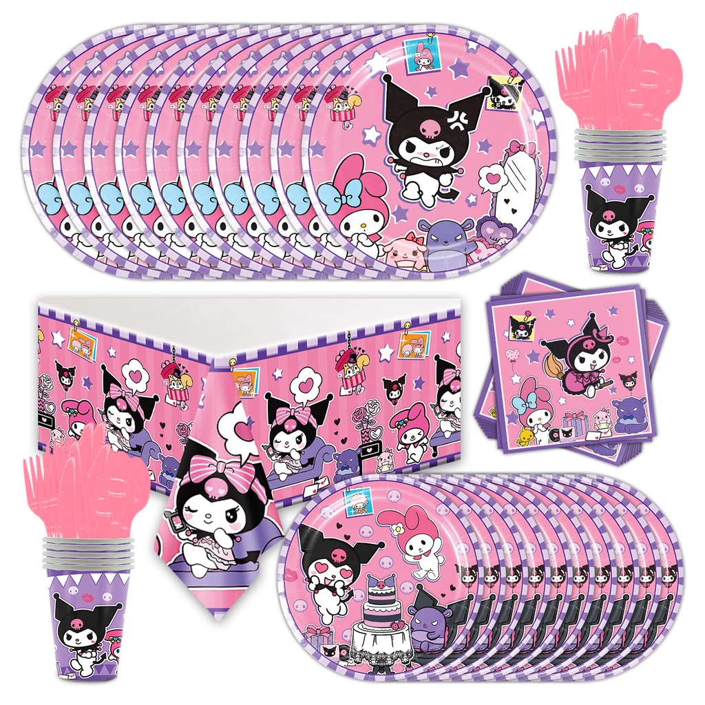 Kuromi Paper Plate Paper Towels Tablecloth Dinnerware Set Disposable ...