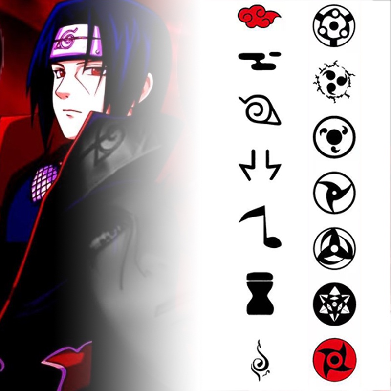 Anime Naruto Tattoo Stickers Akatsuki Sharingan Konoha Cosplay ...