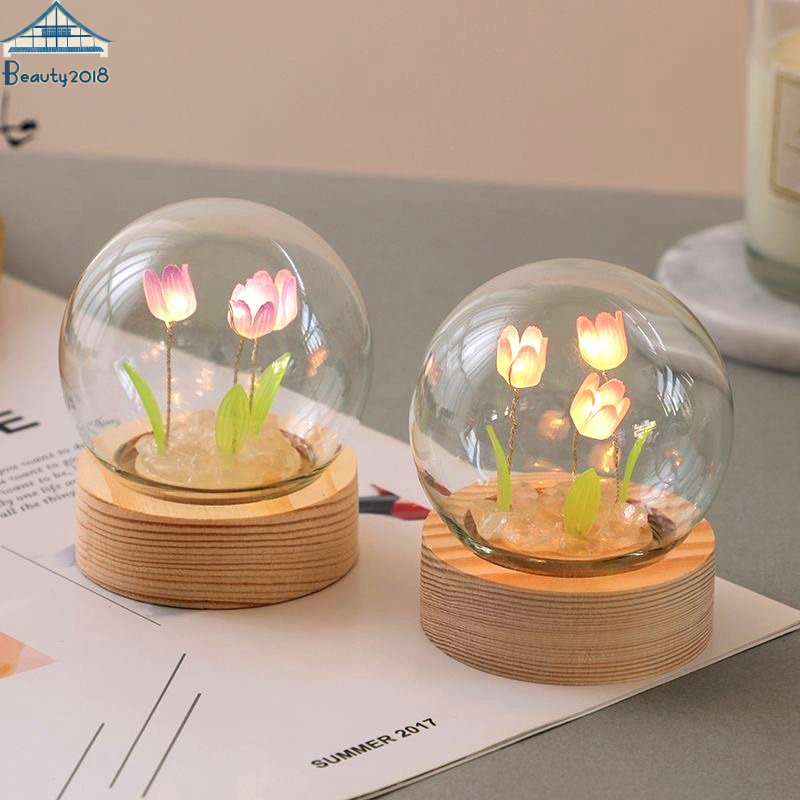 Korean Tulip Night Light Desktop Decorative Fairy Light DIY LED lampu ...