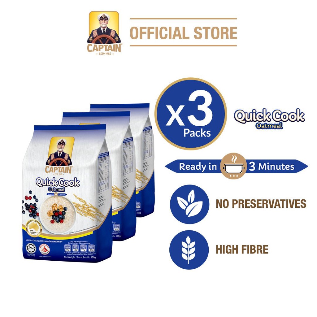 Quick Cook Oatmeal 500g x 3 Expiry Date: 16/7/2026 | Shopee Malaysia