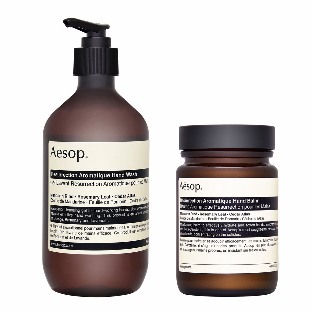 Aesop Resurrection Aromatique Hand Balm 120ml + Hand Wash 500ml Bundle ...
