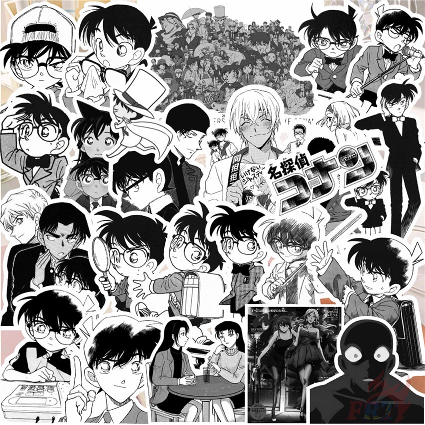 64Pcs/Set Detective Conan . Classical Black & White Series 01 Stickers ...