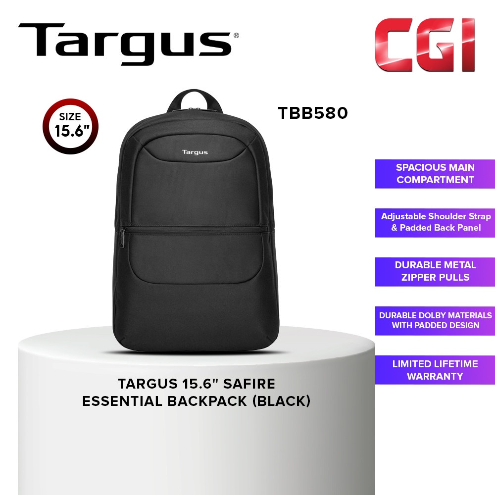 Targus 15.6" Safire Essential Backpack - Black (TBB580) | Shopee Malaysia